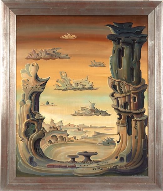 Albert Reiss | Albert REISS (1909-1989). Surrealist landscape.... - Lot ...