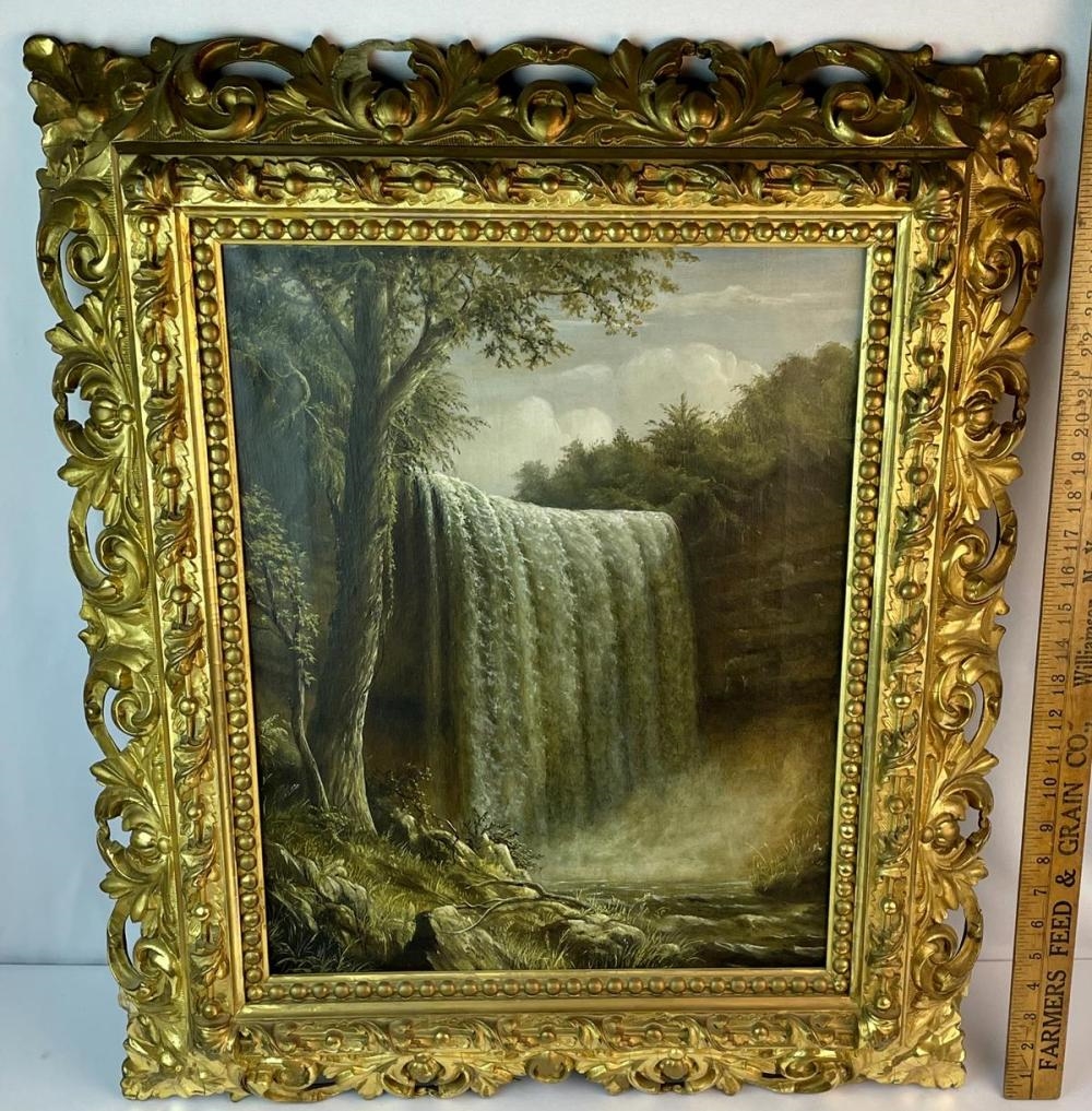 James Hope | Antique c. 1880 James Hope Waterfall Landscape (1831 ...