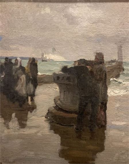 Émile Renouf | Personnages surla jetée (1921) | MutualArt
