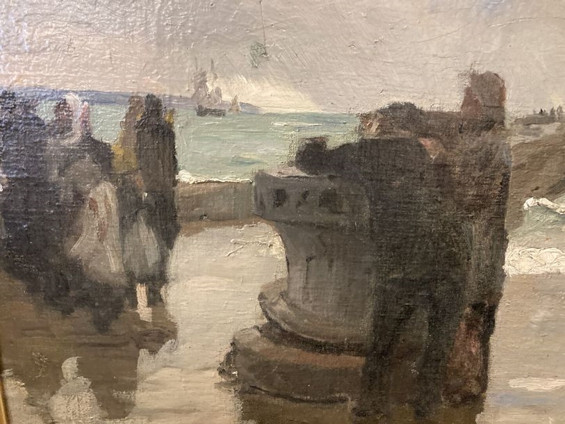 Émile Renouf | Personnages surla jetée (1921) | MutualArt