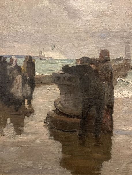 Émile Renouf | Personnages surla jetée (1921) | MutualArt