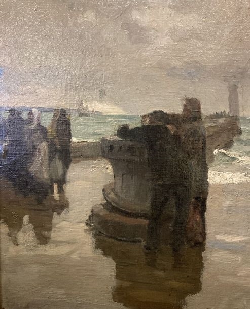 Émile Renouf | Personnages surla jetée (1921) | MutualArt