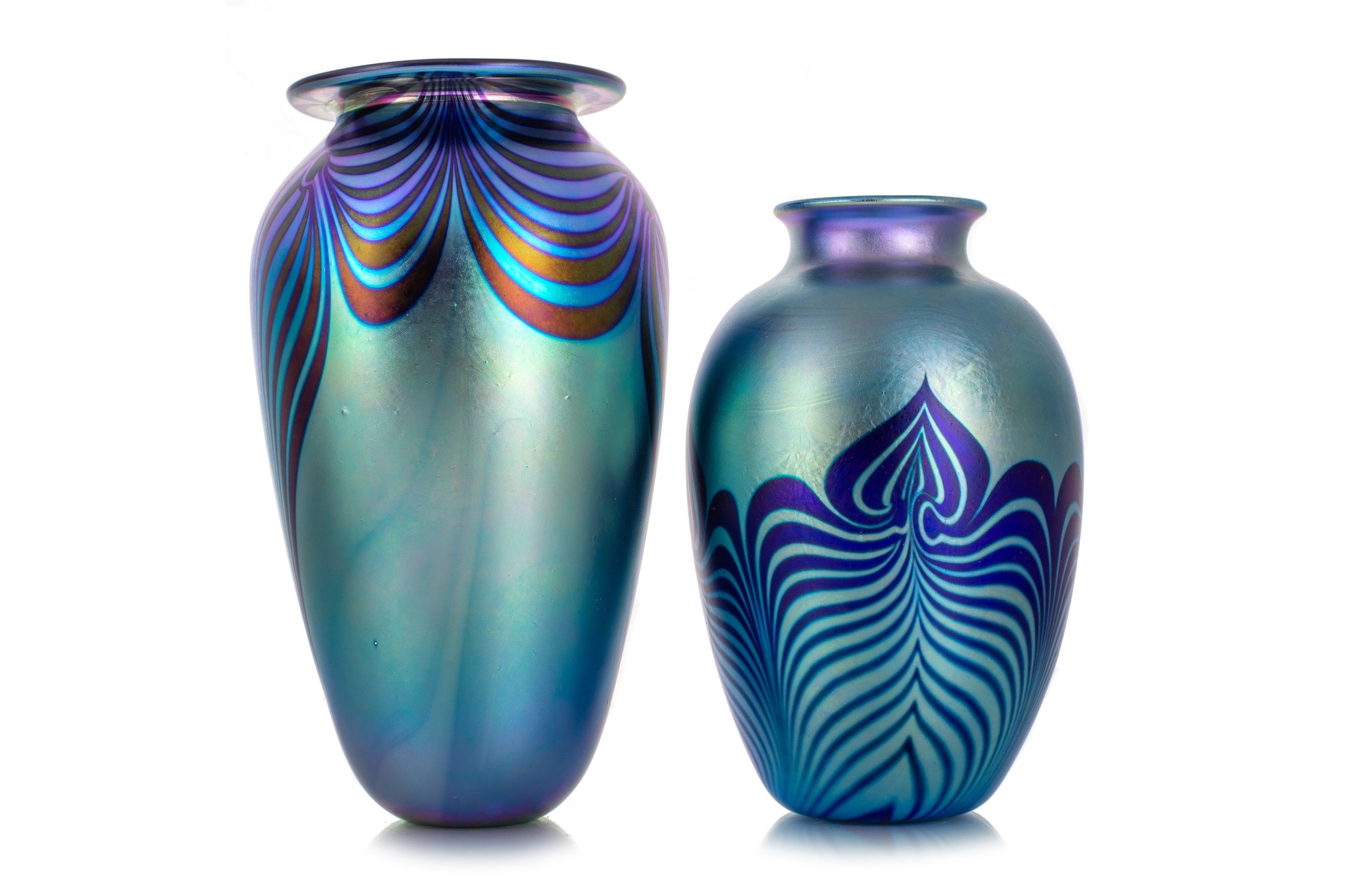 Robert Eickholt | TWO IRIDESCENT GLASS VASES | MutualArt