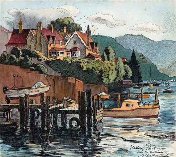 Cedric Emanuel | Battery Point waterfront, Hobart, TAS (1906 - 1995 ...