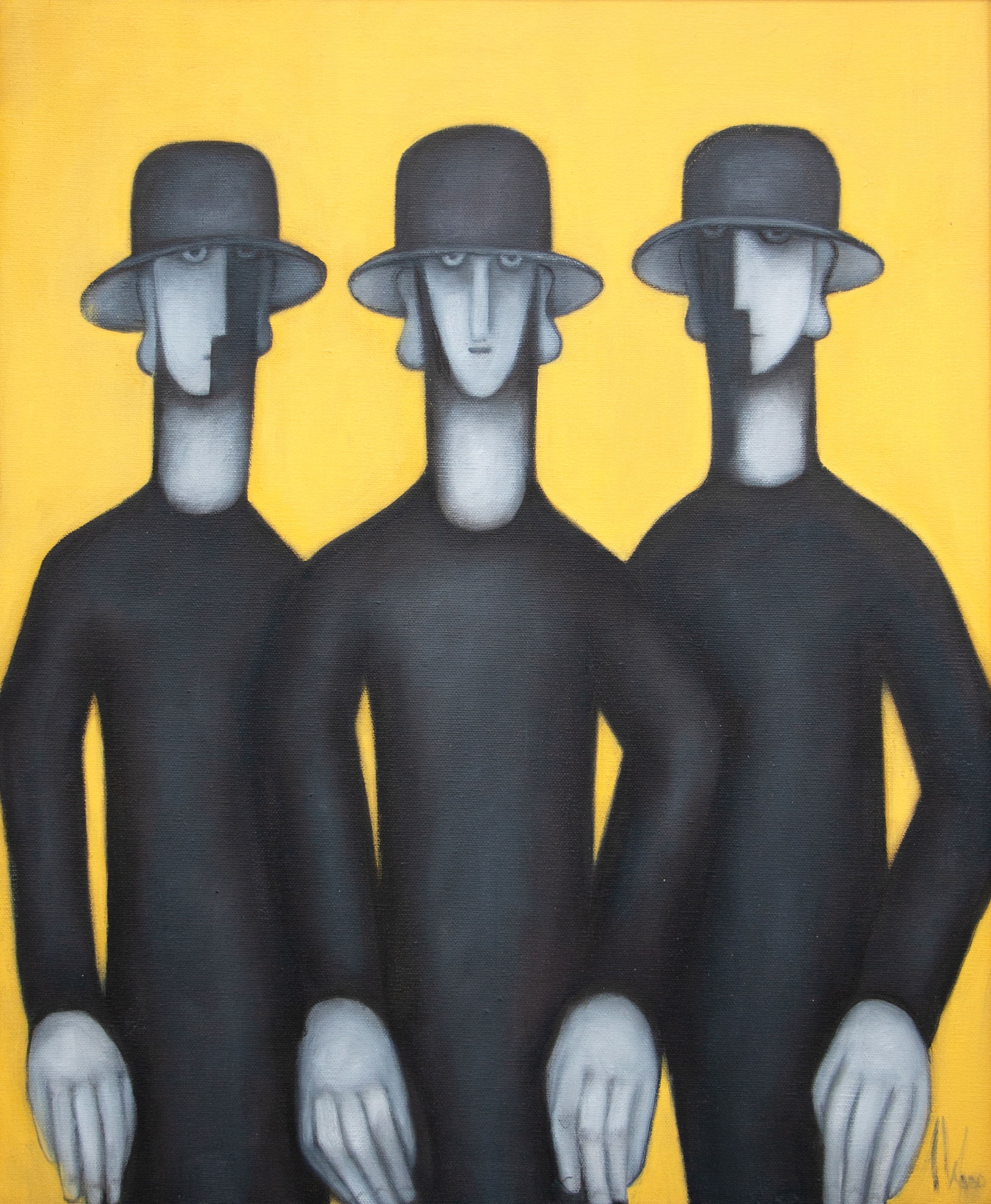 Agnes Wood | Three Thin Men Wearing Hats | MutualArt