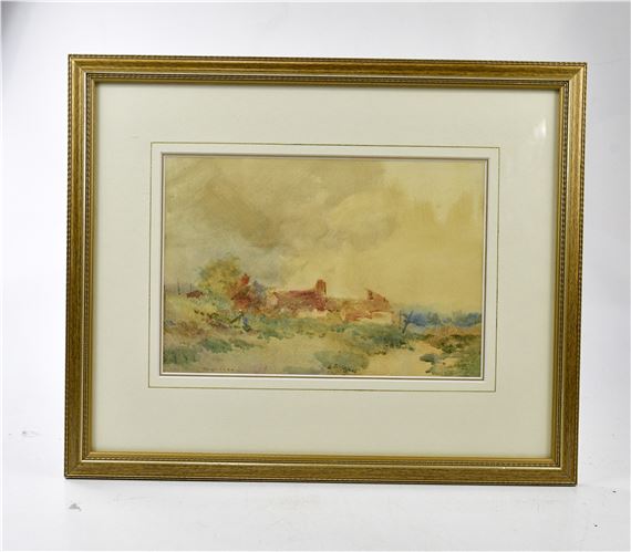 Oswald Garside | landscape with building | MutualArt