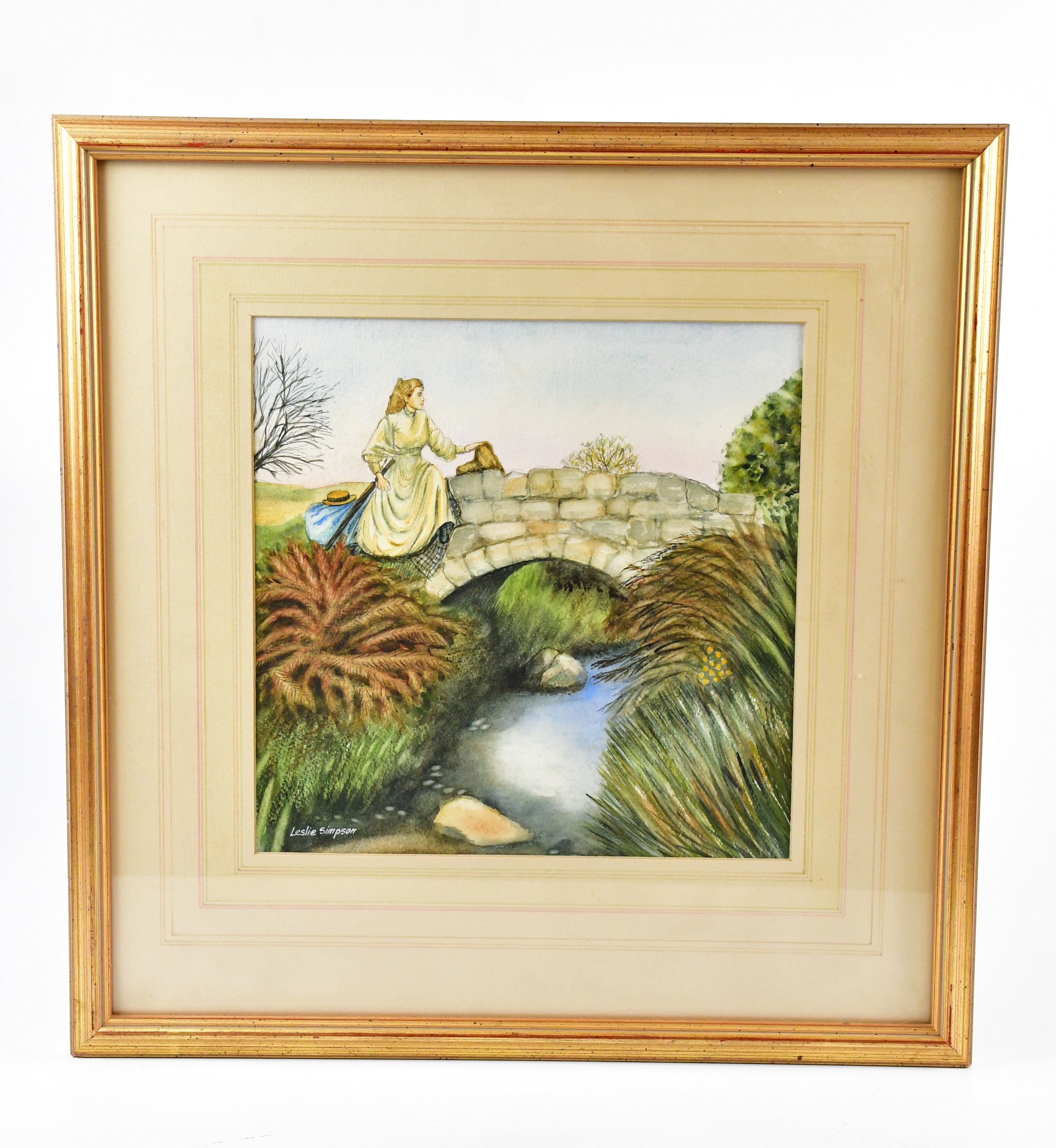 Leslie Simpson | maiden sitting on a bridge | MutualArt