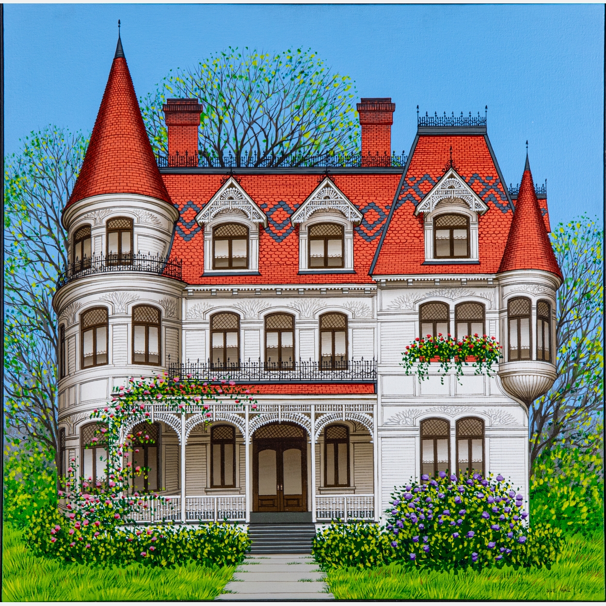 Susan Wall | Victorian House with Red Roof | MutualArt