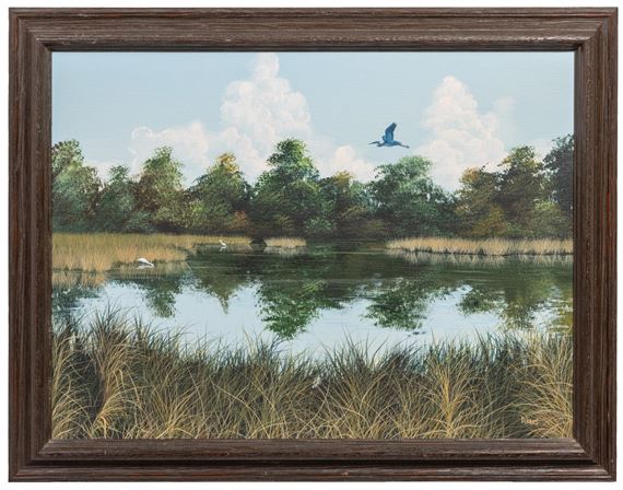John Akers | Marsh with Egrets | MutualArt