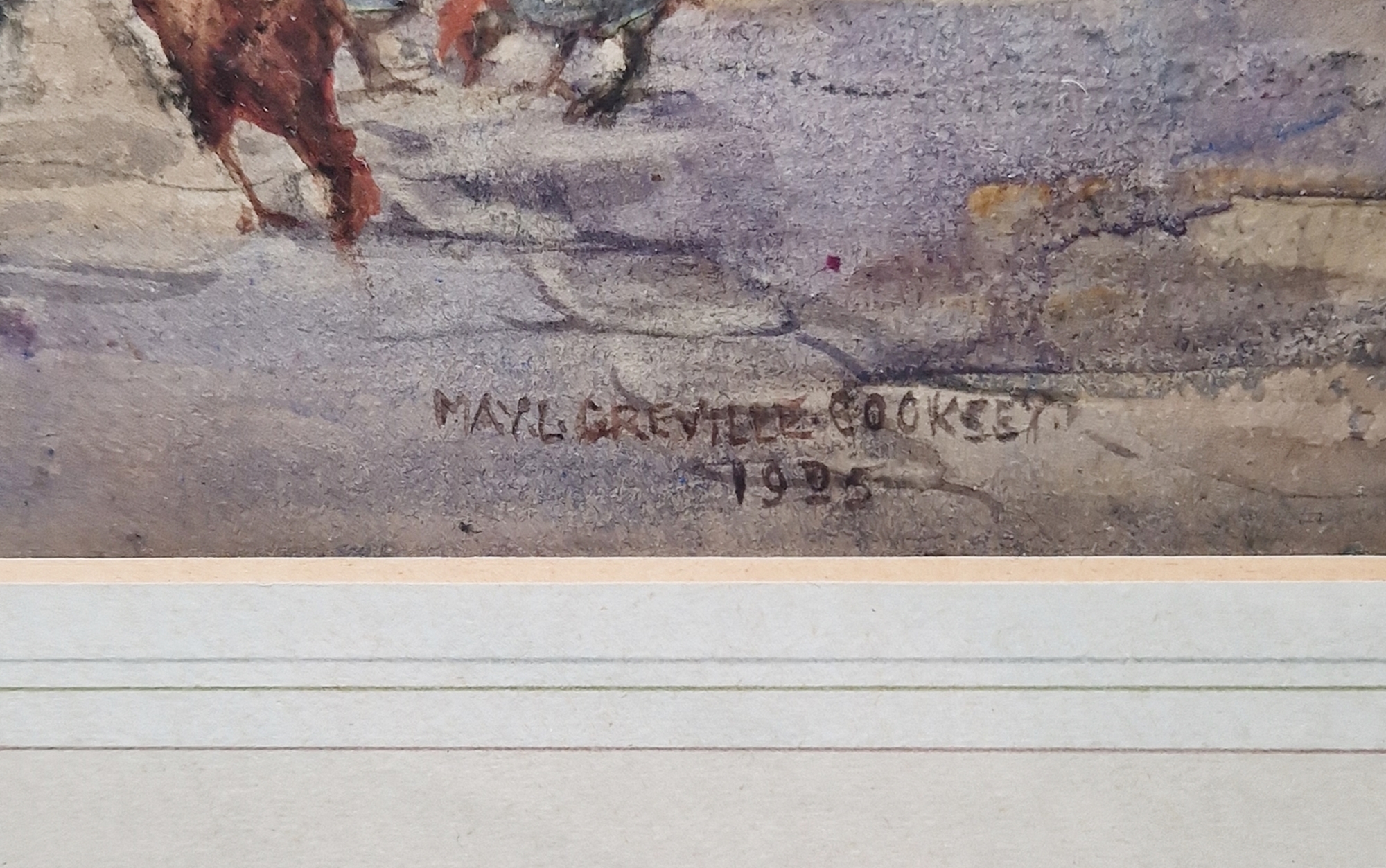 May Louise Greville Cooksey | Rural Farmyard Scene with Figure and ...