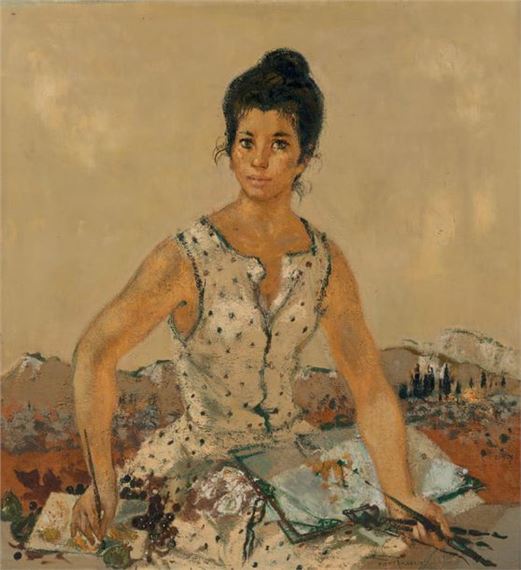 Lucien Joseph‏ Fontanarosa | Femme à sa peinture | MutualArt