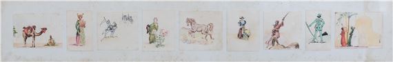 Peter Cushing | nine miniature watercolour and ink sketches in single ...