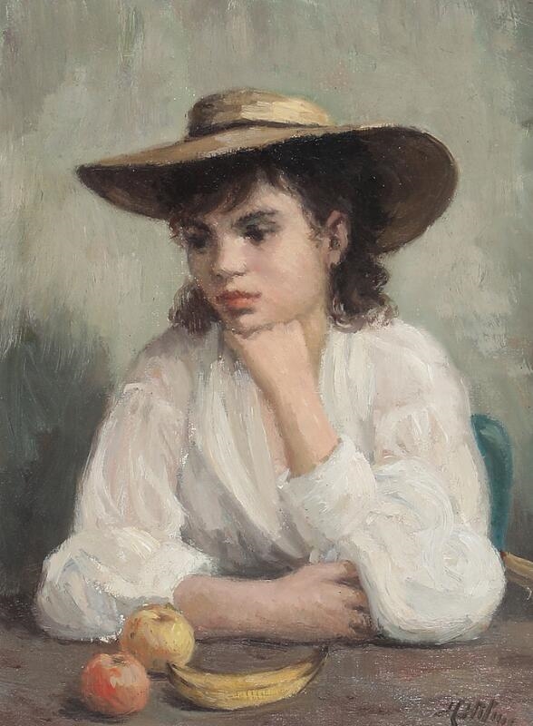 Helge Helme | A girl playing card | MutualArt