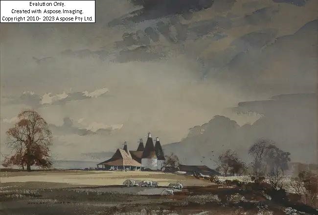 Rowland Hilder | 1993 - Kentish Oast Houses | MutualArt