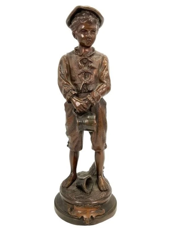 Charles Anfrie | Statue of a French Boy with a broken jug | MutualArt