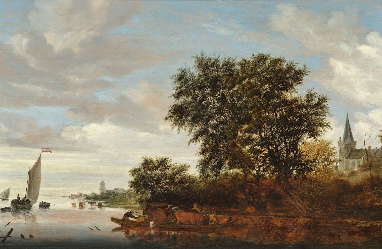 Salomon Van Ruysdael | River landscape with a ferry (1649) | MutualArt