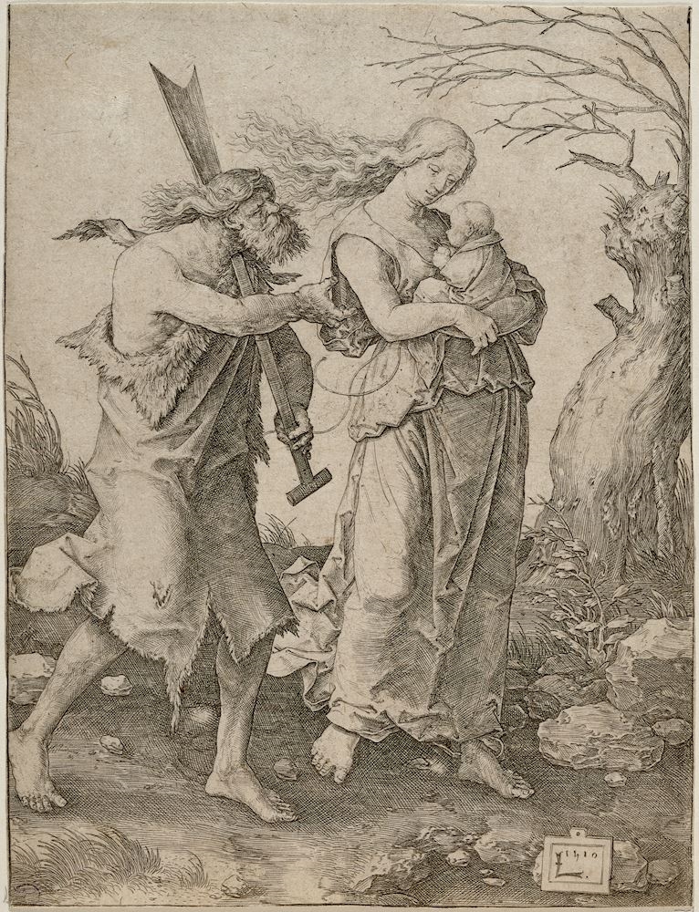 Lucas Van Leyden | Adam and Eve with Cain (1510) | MutualArt