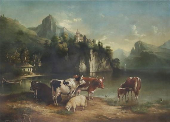Susan Catherine Moore Waters | Susan C. Waters Oil on Canvas Cows in ...