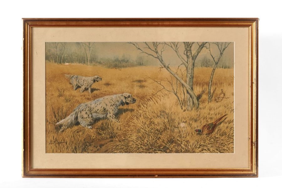 Boris Riab | Scène de chasse avec chiens à l'arrêt | MutualArt