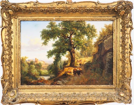 Édouard Jean Marie Hostein | Le repos des bergers dans la campagne ...