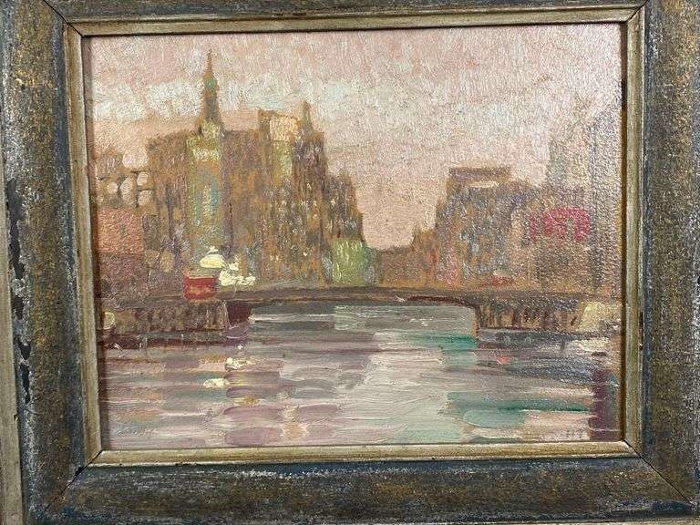 Howard Thomas | 1927 Howard Thomas Milwaukee Harbor Oil Painting on ...