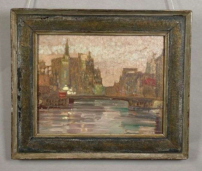 Howard Thomas | 1927 Howard Thomas Milwaukee Harbor Oil Painting on ...
