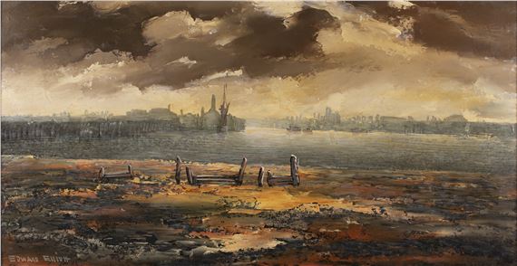Edward Elliot | The Thames under a cloudy sky | MutualArt