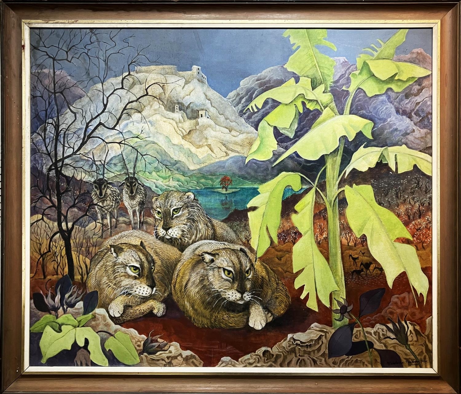 Madeleine Pearson | Indian landscape with cats and oryx | MutualArt
