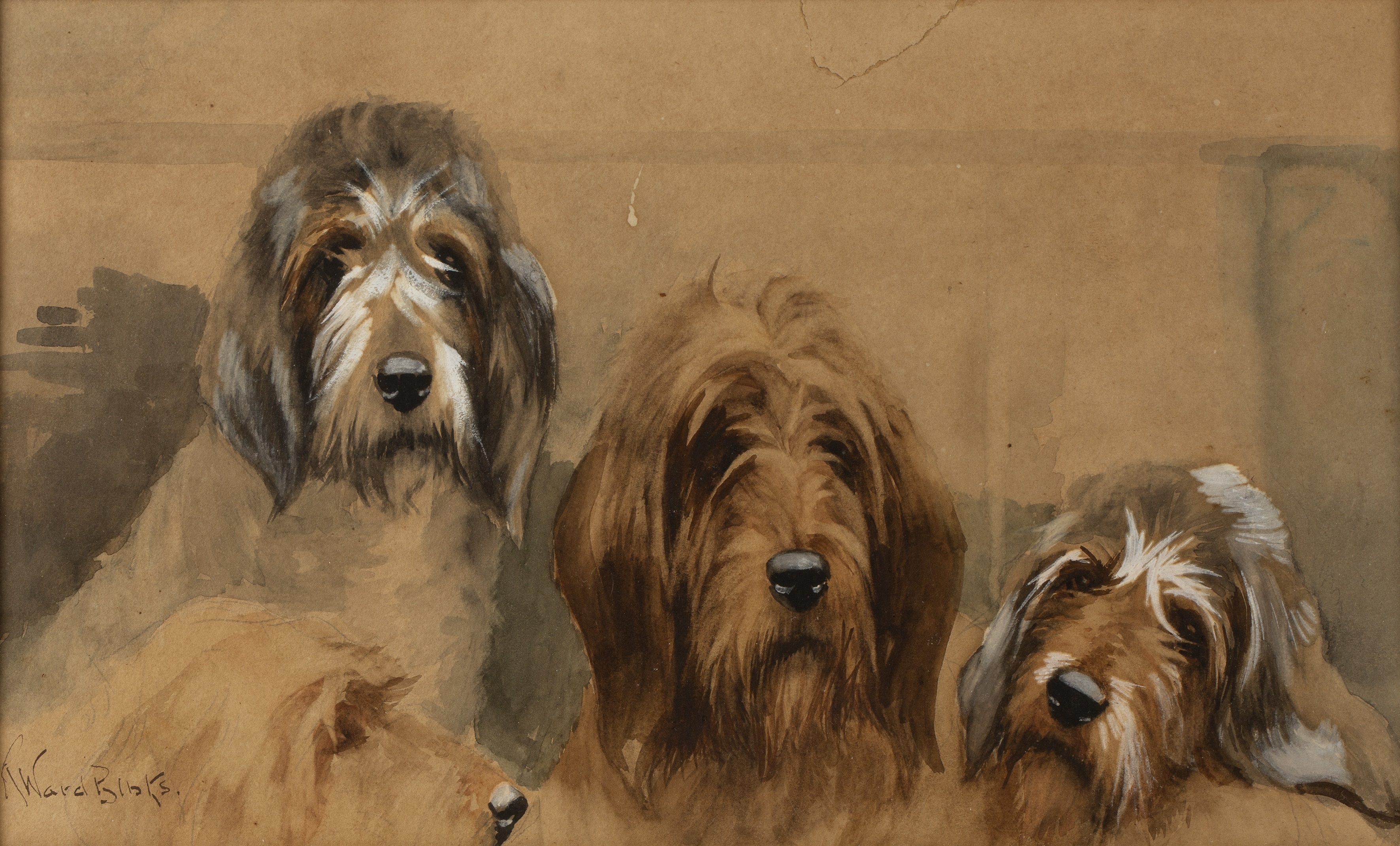 Reuben Ward Binks | A group of three otter hounds at a stable door ...