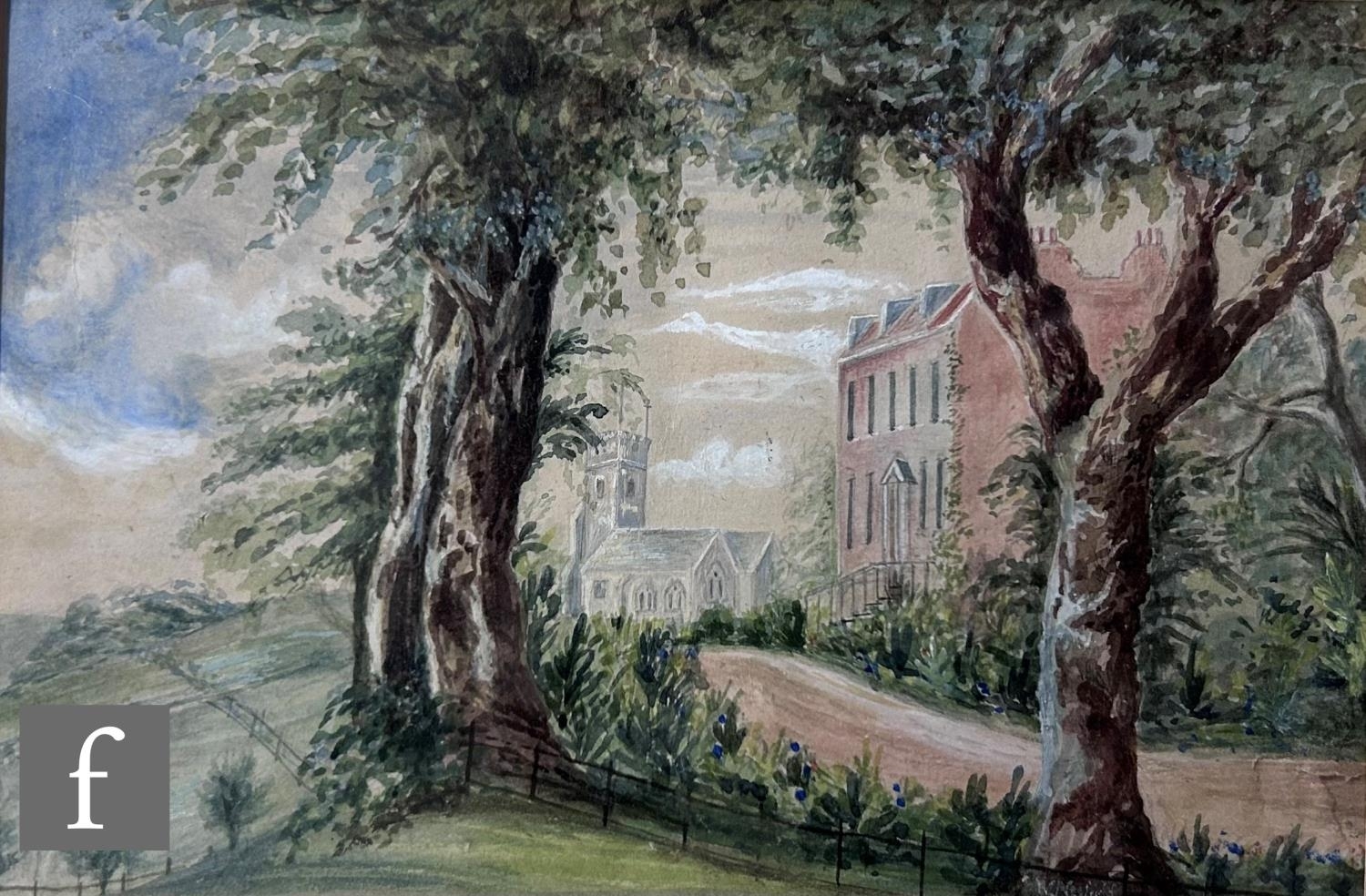 William Andrews Nesfield | Wooded landscape with village church | MutualArt