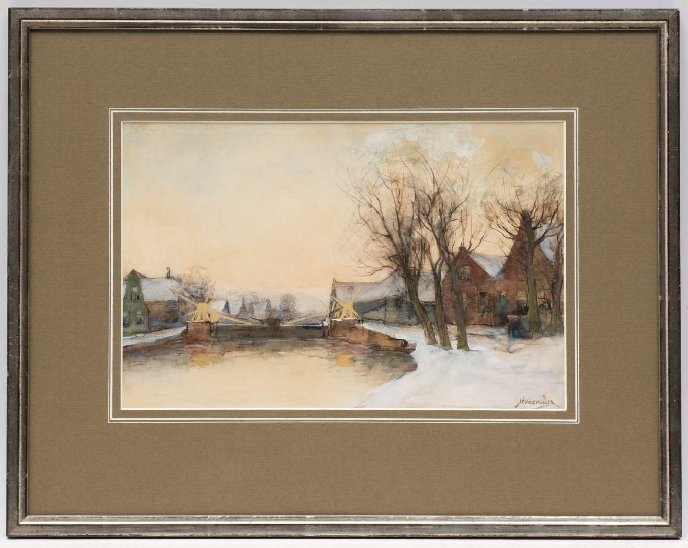 Jan Hillebrand Wijsmuller | Besneeuwd sluisje | MutualArt