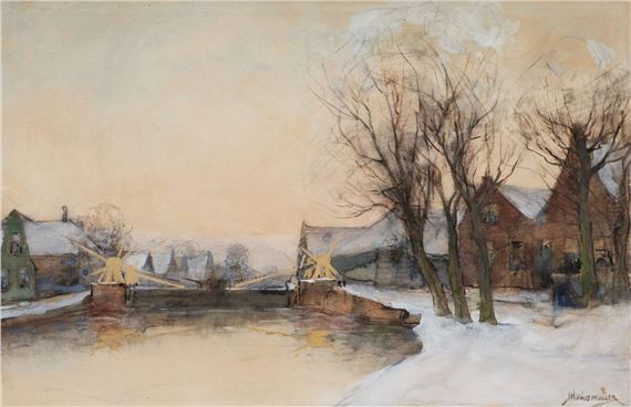 Jan Hillebrand Wijsmuller | Besneeuwd sluisje | MutualArt