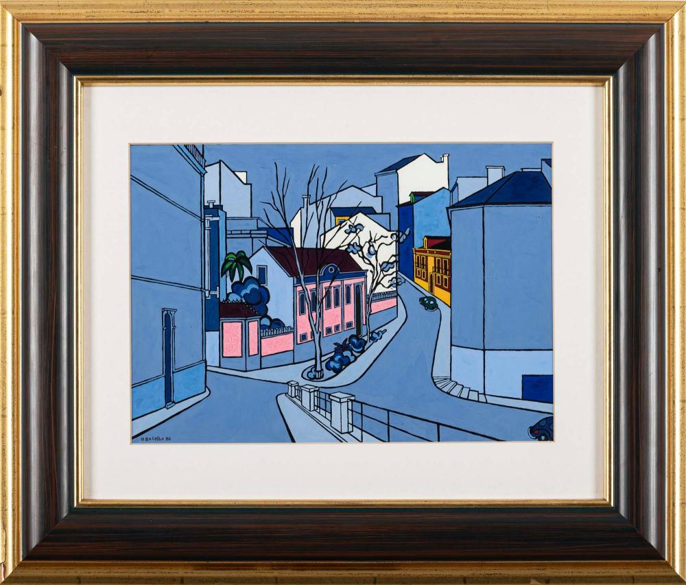 António Botelho | “Rua azul com prédio rosa” | MutualArt