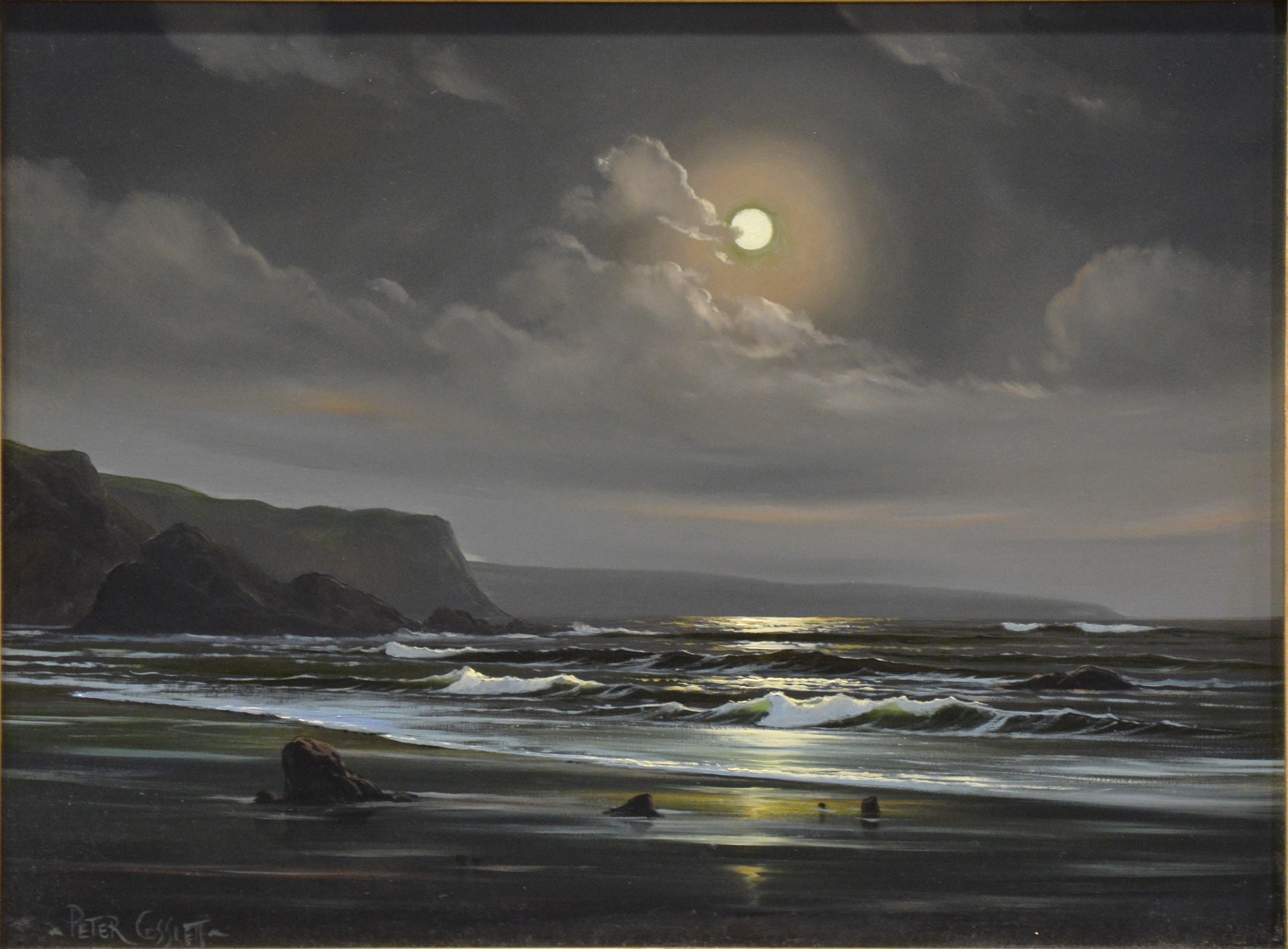 Peter Cosslett | Beach landscape at night | MutualArt