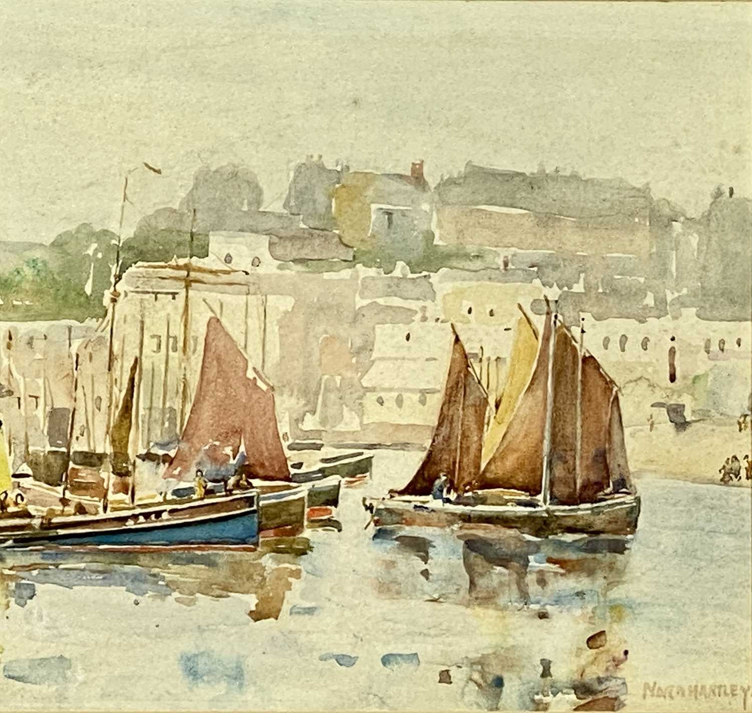 John Steeple | Nora Hartley, harbour view with boats | MutualArt