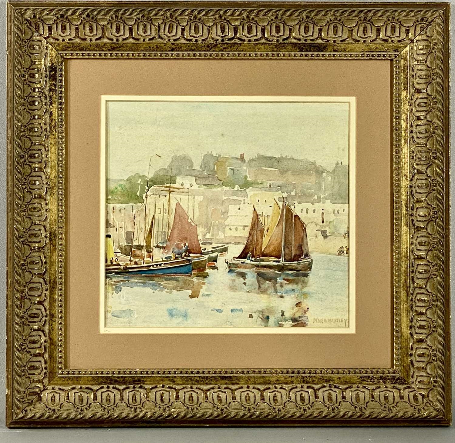 John Steeple | Nora Hartley, harbour view with boats | MutualArt