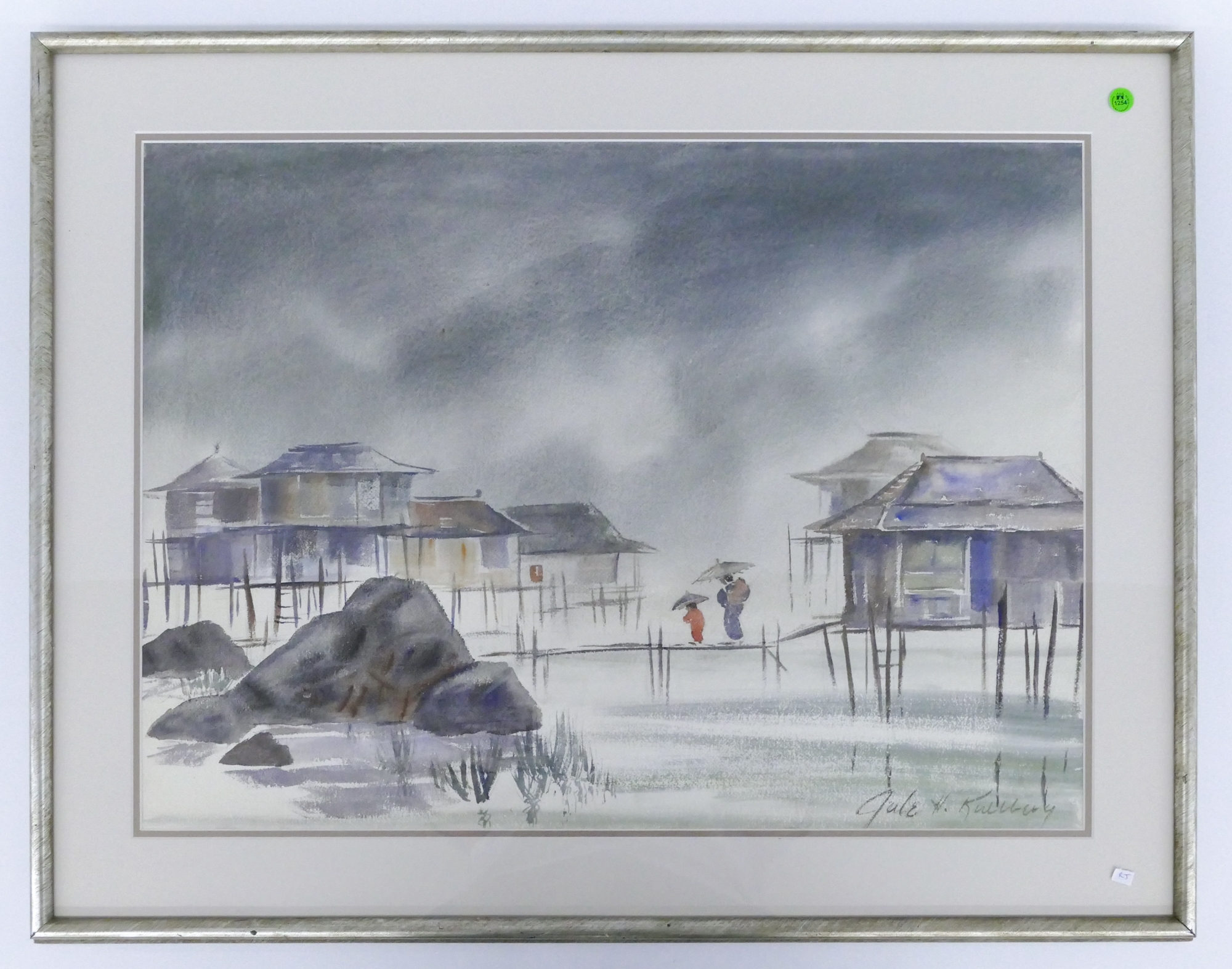 Jule Kullberg | Jule Kullberg ''Rainy Day, Japan'' Watercolor Framed 28 ...
