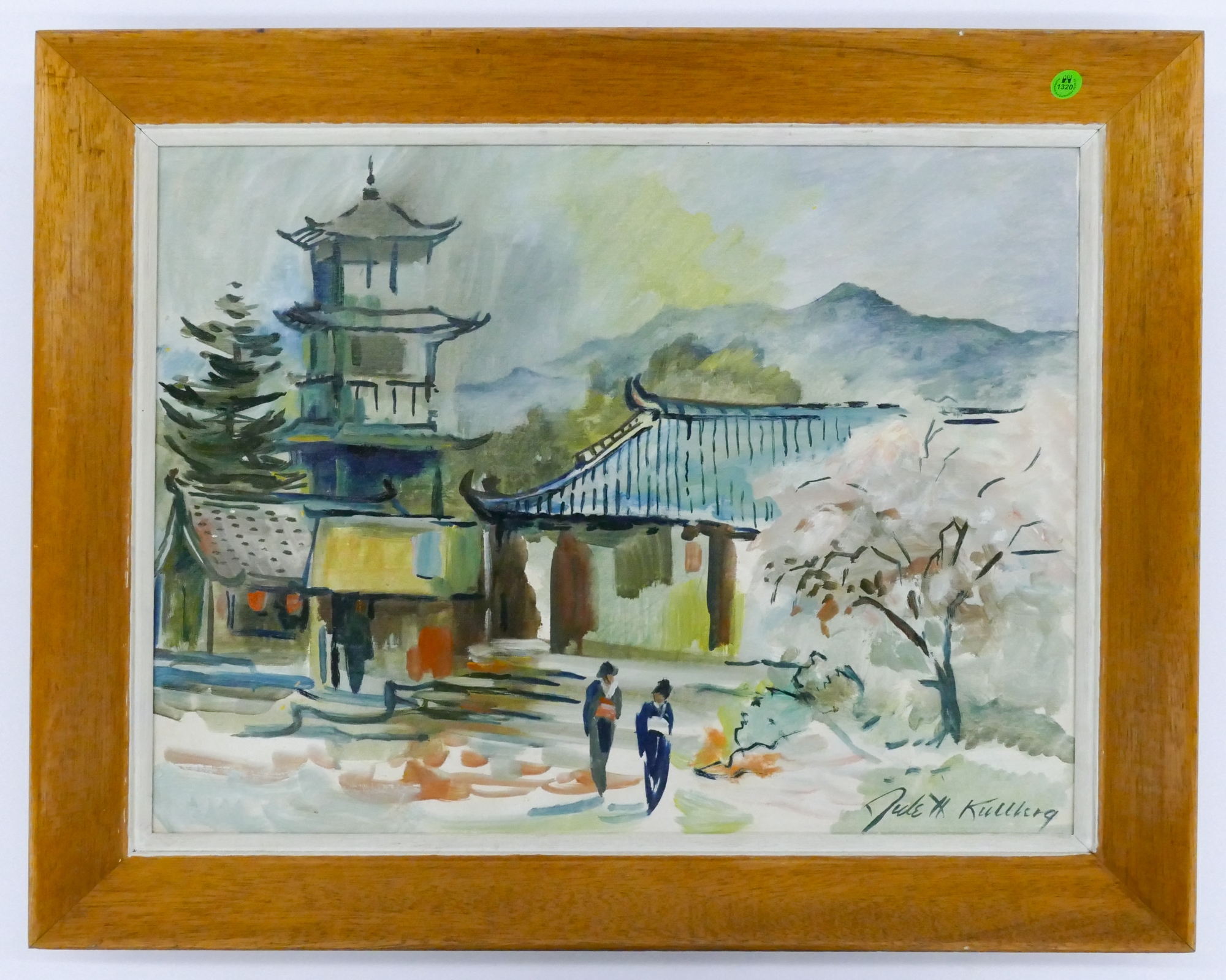 Jule Kullberg | Jule Kullberg ''Old Pagoda'' Oil on Canvas Board Framed ...