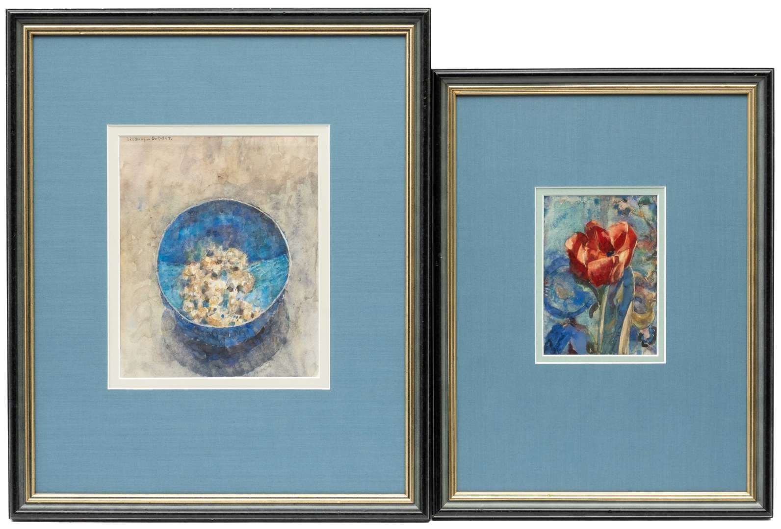 Rudolf de Bruyn Ouboter | Besjes in een blauwe kom; Rode tulp (1993) | MutualArt