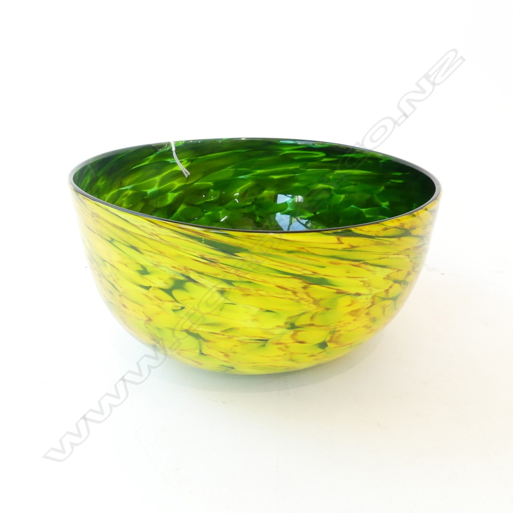 Garry Nash | LG GARRY NASH ART GLASS BOWL - YELLOW / GREEN - SIGNED ...