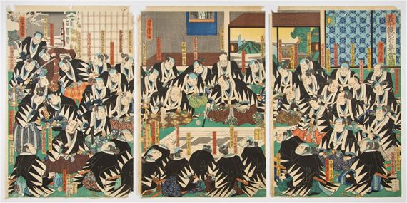 Utagawa Yoshitora | The Faithful Samurai Gathered at the Oribe's House ...