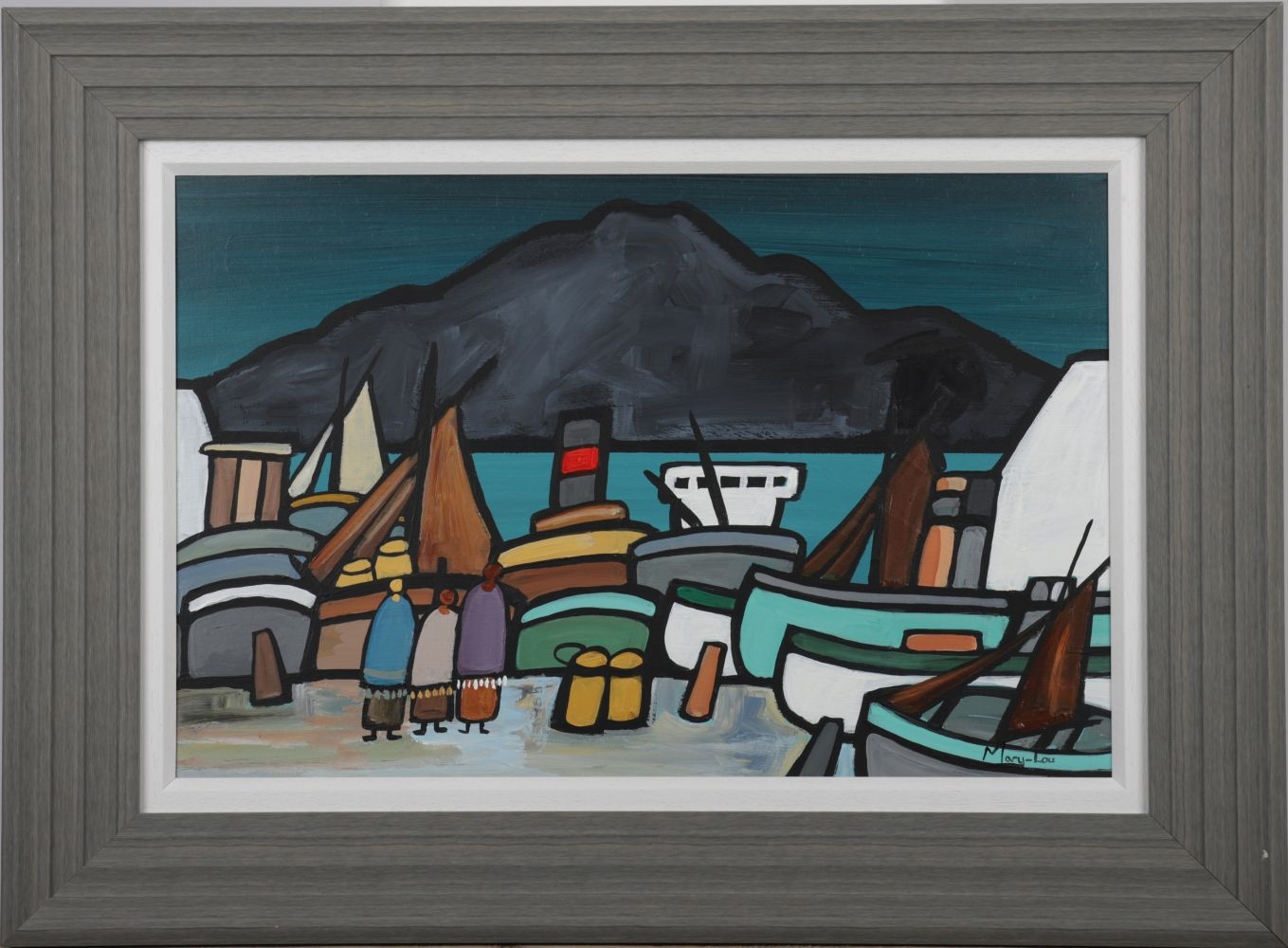 Mary-Lou | Fishing Boats are in. Oil on board. | MutualArt