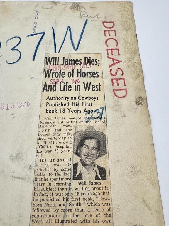 Will Roderick James | 1926 Will James Photo Montana Signed (1926 ...
