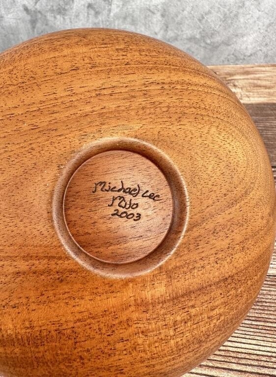 Michael Lee | Michael Lee Hawaii Carved Milo Wood Bowl | MutualArt