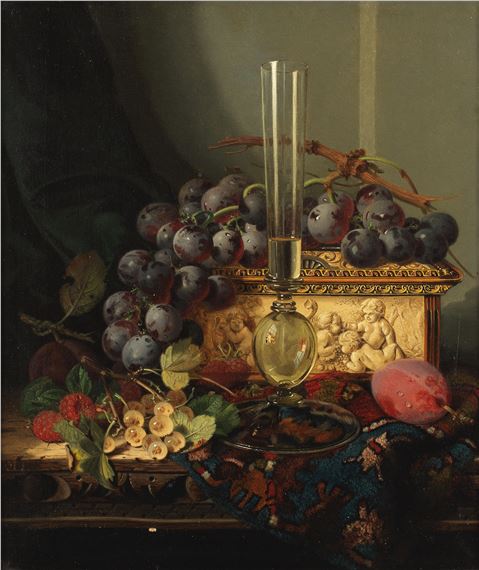 Edward Ladell | Still life with fruit, ivory box and glass vase | MutualArt