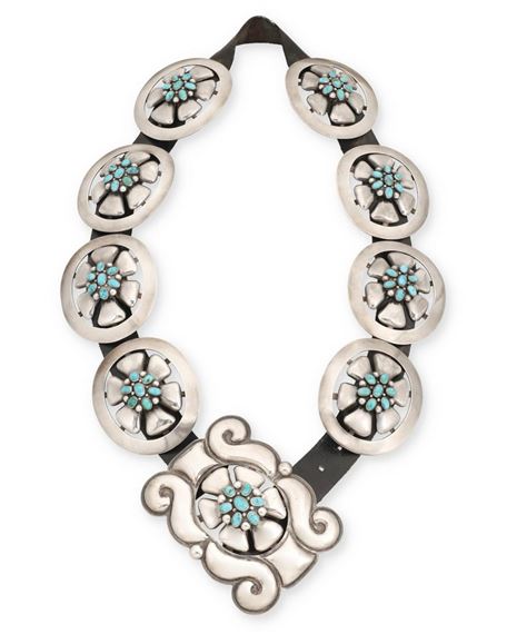 Frank Patania | A Frank Patania sterling silver and turquoise concho ...