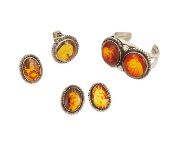 Art Tafoya | A group of Art Tafoya horse-themed jewelry (Late 20th ...