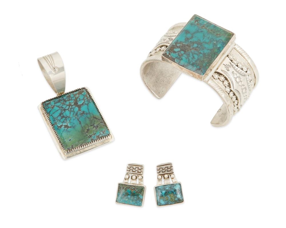 Roie Jaque | A group of Roie Jaque Navajo sterling silver and turquoise ...