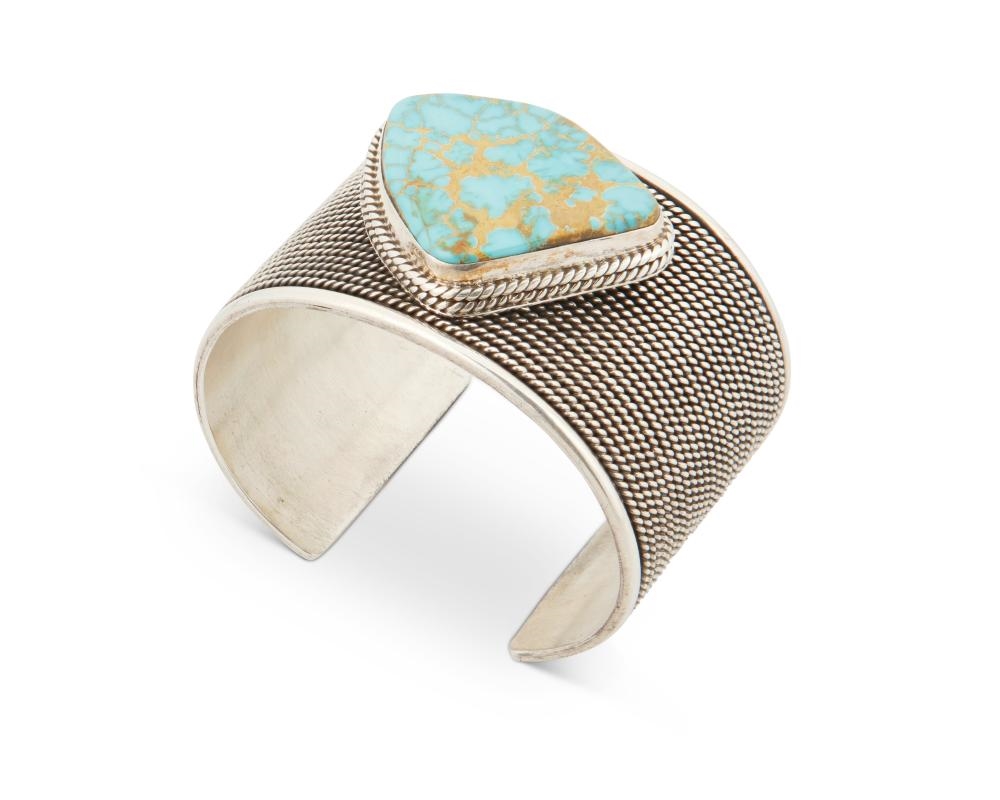 Tom Taylor | A Tom Taylor Navajo sterling silver and turquoise cuff ...