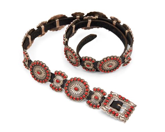 Gary Reeves | A Gary Reeves Navajo sterling silver and set coral concho ...